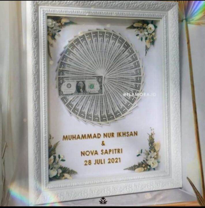 Mahar pernikahan uang kertas melingkar size pigura 40x50cm | Lazada Indonesia
