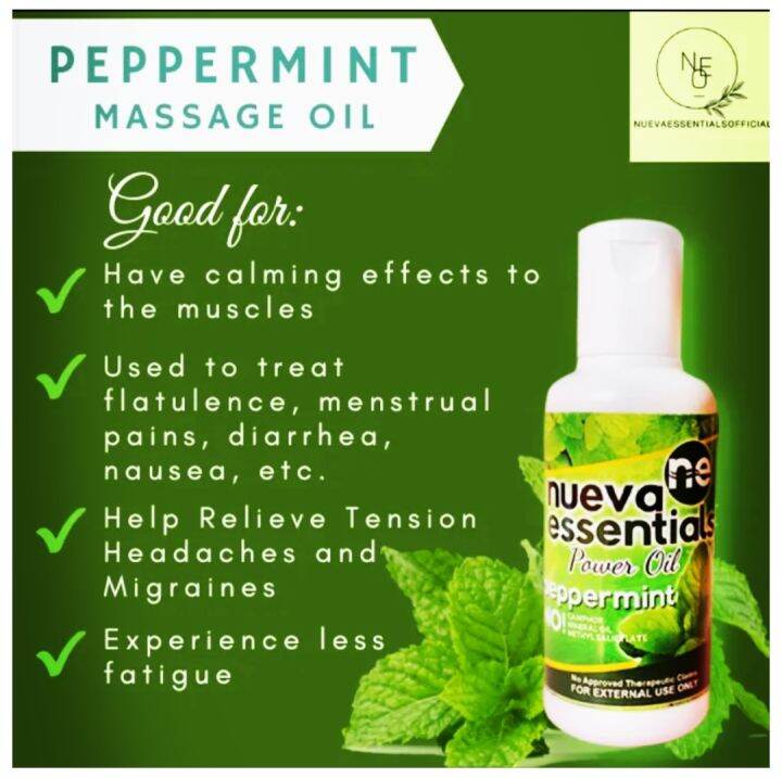 NUEVA ESSENTIALS PEPPERMINT OIL (60ML), 100% NATURAL WITH NATURAL ...