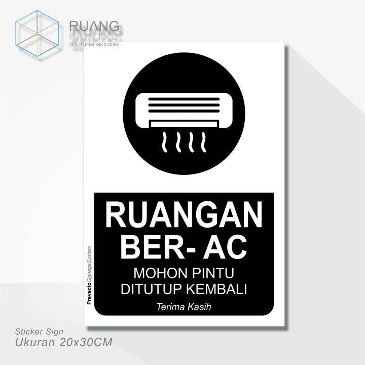 Sign Sticker Ruang Ber AC Pintu Harap Tutup Kembali | Lazada Indonesia