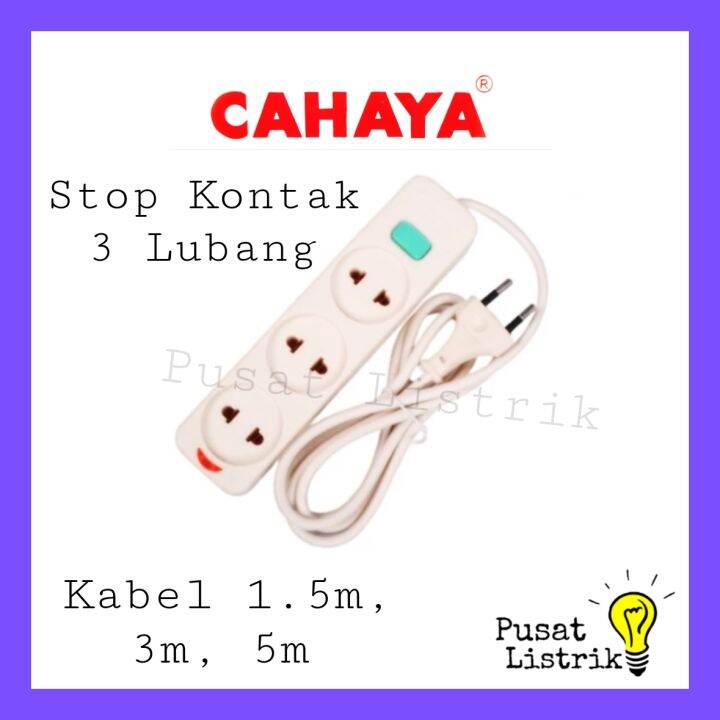 Stop Kontak 3 Lubang+Kabel 1.5M SC-753 Cahaya Kuningan Saklar On/Off | Lazada Indonesia