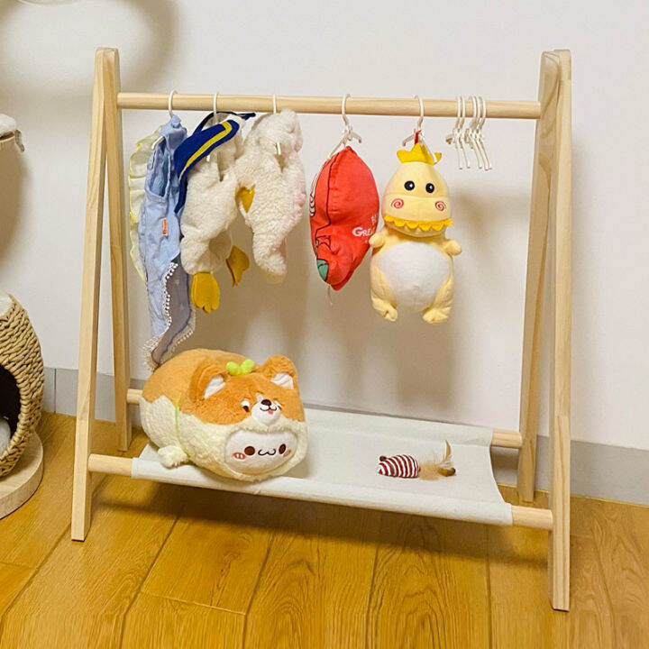 Dog Hanger Floor Solid Wood Cat Clothes Hanger Pole Vertical Pet Small ...