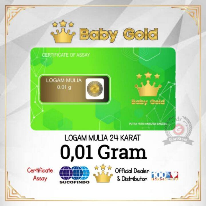 Baby Gold Logam Mulia Emas Asli 24 Karat 0.01 Gram Bersertifikat | Lazada Indonesia