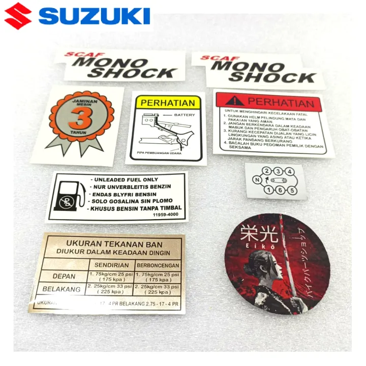 SUZUKI - STIKER STICKER PELENGKAP KELENGAKAPAN SATRIA 2T 2 TAK RU LUMBA ...