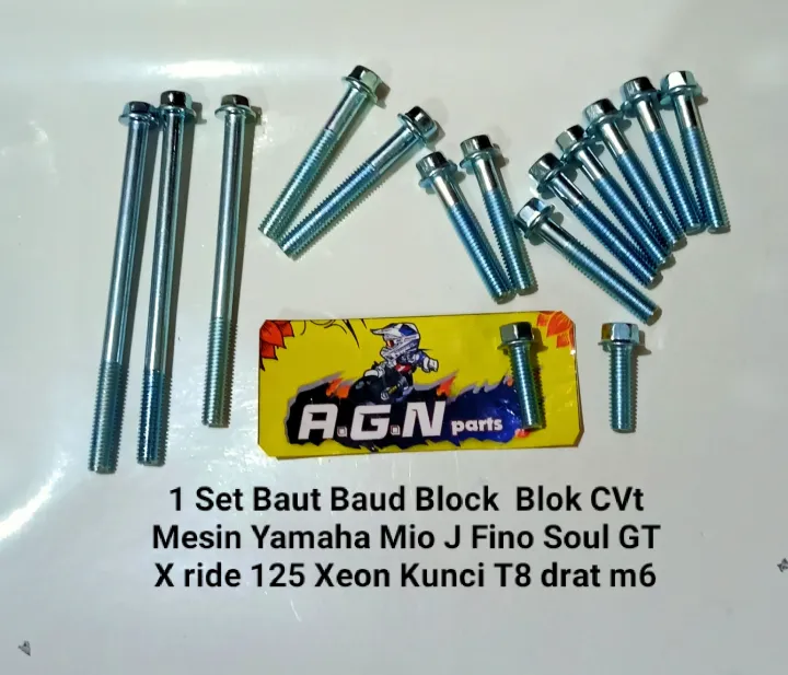 1 Set Baut Baud Block Blok CVt Mesin Yamaha Mio J Fino Soul GT X ride ...