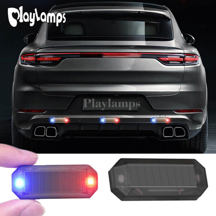Car Solar LED Mini Warning Light Night Ride for Motorcycle Electric ...