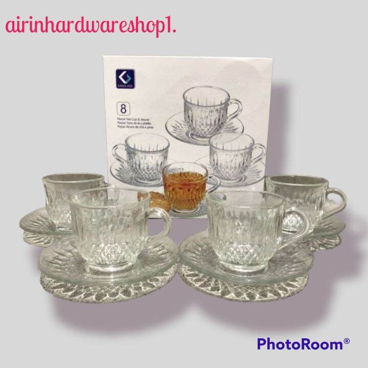 Gelas set beling dan tatakan classic KIMGLASS | gelas kaca bisa untuk ...