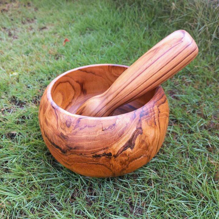 VICKYASSYA ART LUMPANG ALU BULAT KAYU JATI / TUMBUKAN KAYU JATI ...
