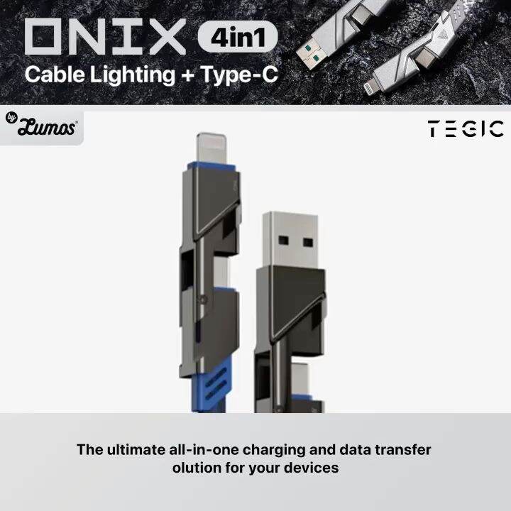 TEGIC ONIX 5.0 PRO 4 IN 1 Charging Cable USB to C,USB to L,C to L,C to C Multi-protocol Fast ...