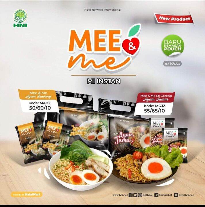 Mie Instant HNI - mee & me - kemasan pouch isi 10 pcs - rasa ayam jamur ...