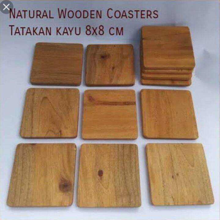 Natural Wooden Coasters Tatakan kayu Asli 8x8 cm | Lazada Indonesia