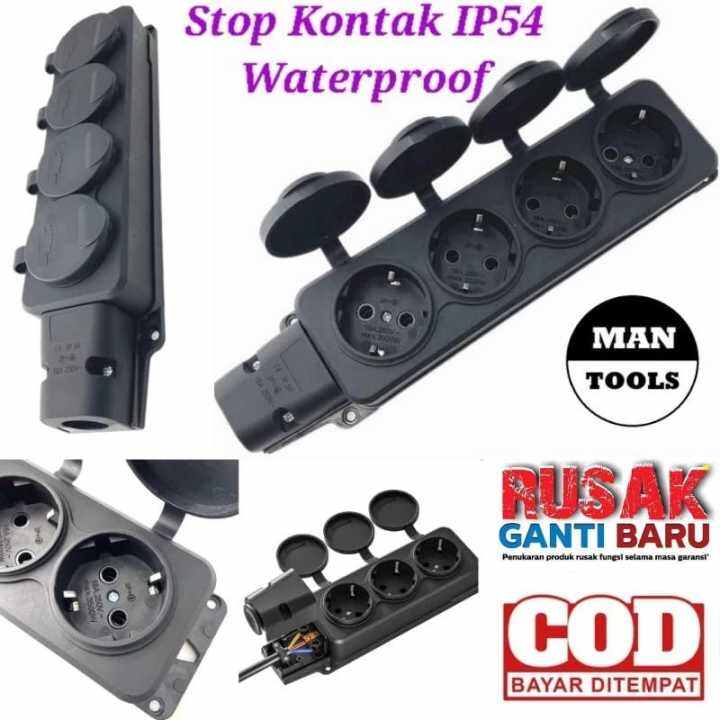 Stop Kontak Anti Air 4 Lubang Colokan Terminal Listrik Waterproof ...
