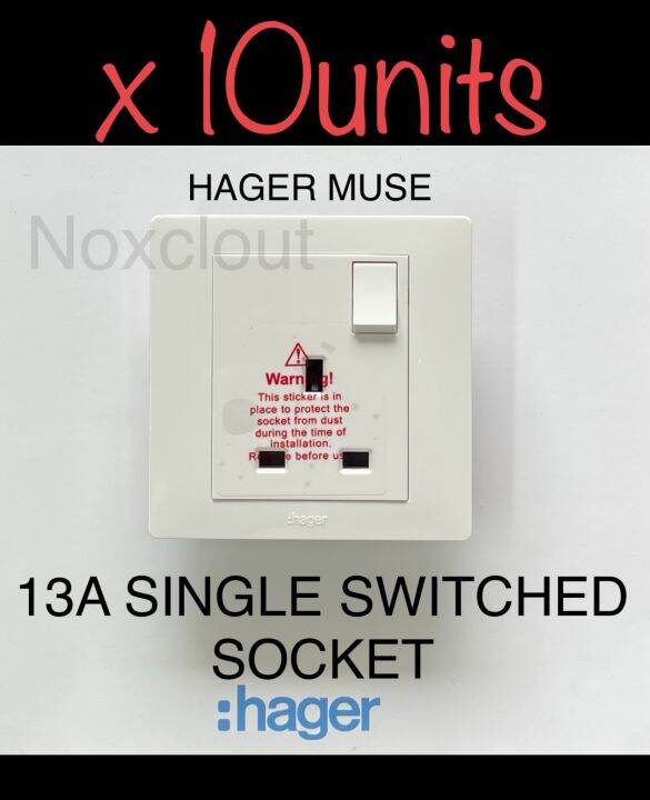 HAGER MUSE 13A SINGLE SWITCH SOCKET suis 3 pin (SIRIM APPROVED) x 10 ...