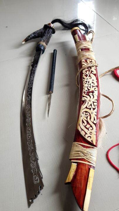 Mandau senjata khas Suku dayak mandau jimpol baja Putih panjang 80 cm ...