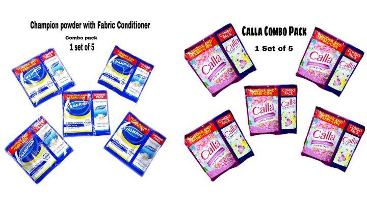 1 Set of 5 Champion Powder/Calla Powder with Free Fabric Conditioner ...