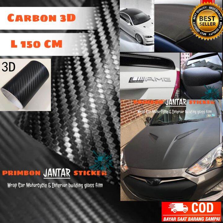 Sticker karbon 3D stiker karbon hitam untuk mobil dan motor merk profix ...