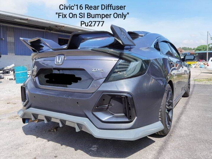 Honda Civic FC SI rear bumper diffuser lip skirt 2016 2017 2018 2019 ...