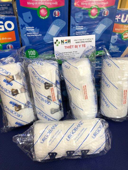 Băng thun y tế 2 móc, 3 móc URGO BAND Urgoband 10cm x4.5m Băng thun băng chun y tế co giãn 2 móc ...