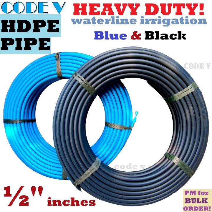HDPE Pipe 1/2" (20mm) x 100m Heavy Duty Hose S-40 Black , SDR-17 Blue ...