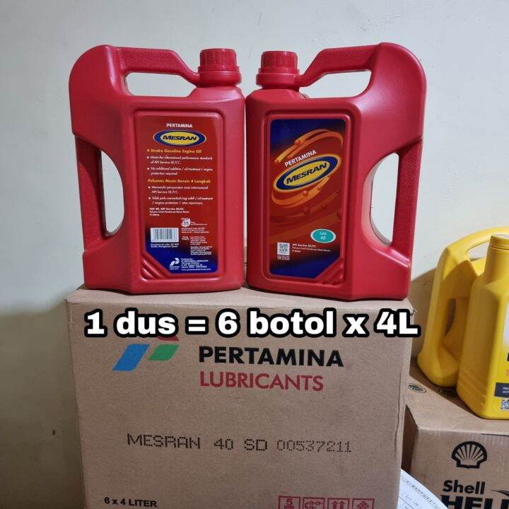 Oil / Oli Mesran SAE 40 Pertamina SNI 4L 4000 ML (1DUS 6BTL) | Lazada Indonesia