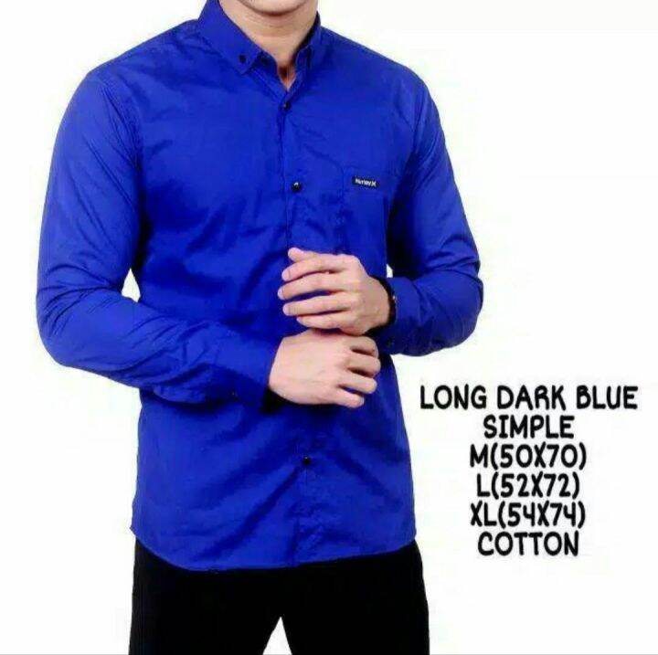 Kemeja Polos Biru Blue Formal Casual Kemeja Lengan Panjang Polos Distro ...