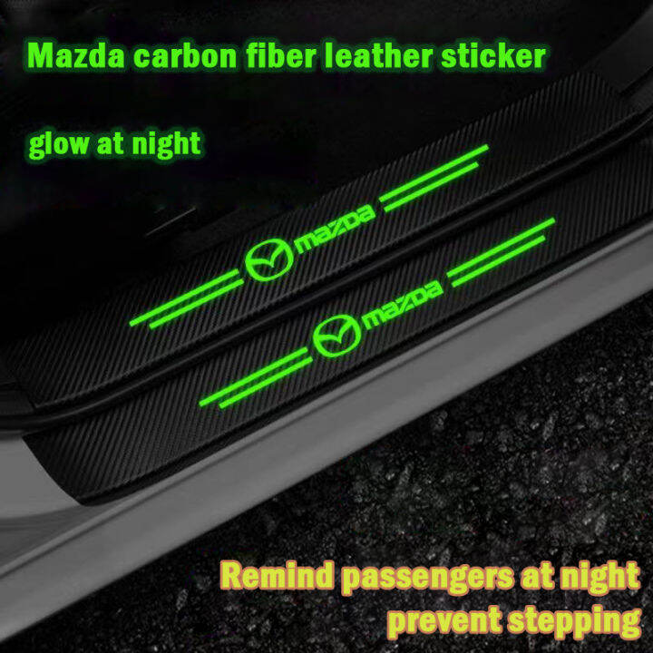 9pcs/set carbon fiber leather car sticker glow in the dark car door ...