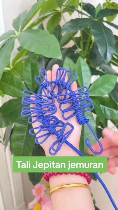 Tali Jemuran Elastis Portable 12 Jepitan Sangat Kuat Tidak Mudah Lepas ...