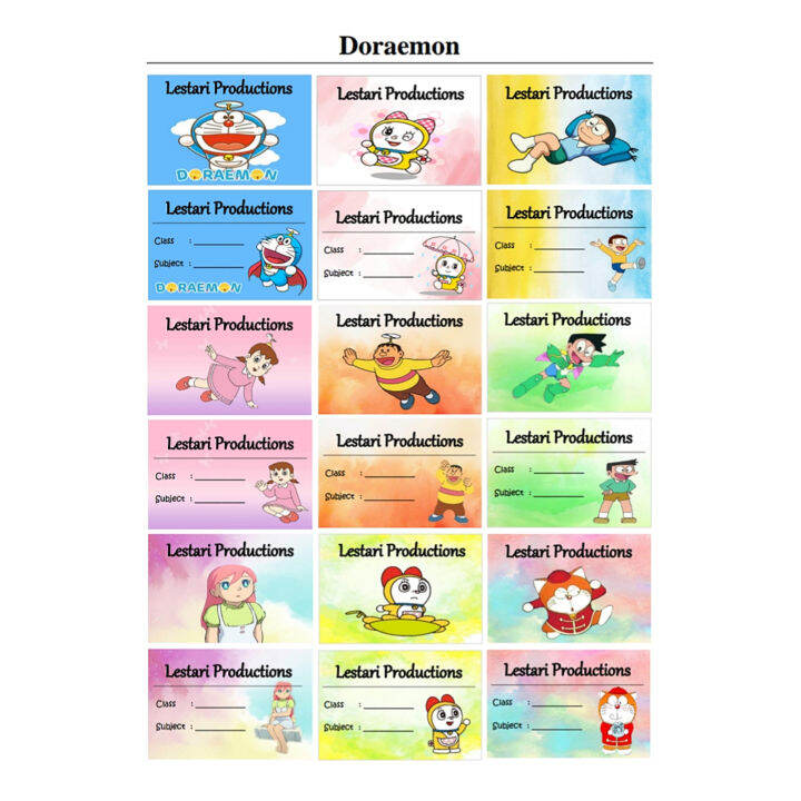 STIKER NAMA BUKU PELAJARAN / LABEL BUKU PELAJARAN KARAKTER DORAEMON ...