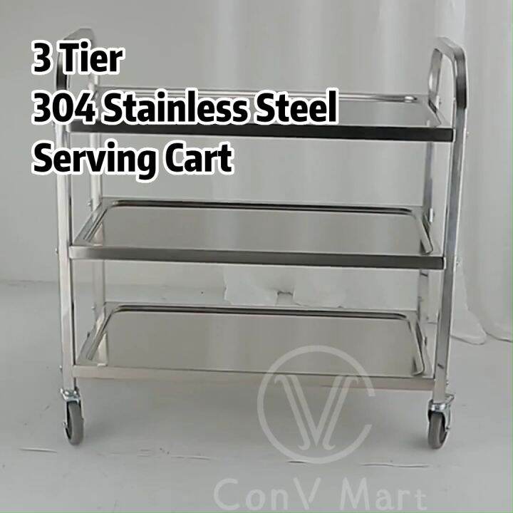 3 Tier Trolley Stainless Steel Food Dish Trolley / Dish Cart ...