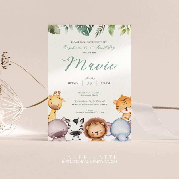 Safari Wild Animals Invitation | Jungle Zoo Birthday Christening ...