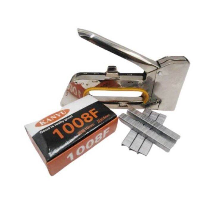 Gun Tacker + staple wire bala for tarpaulin billiard roofing wiring ...