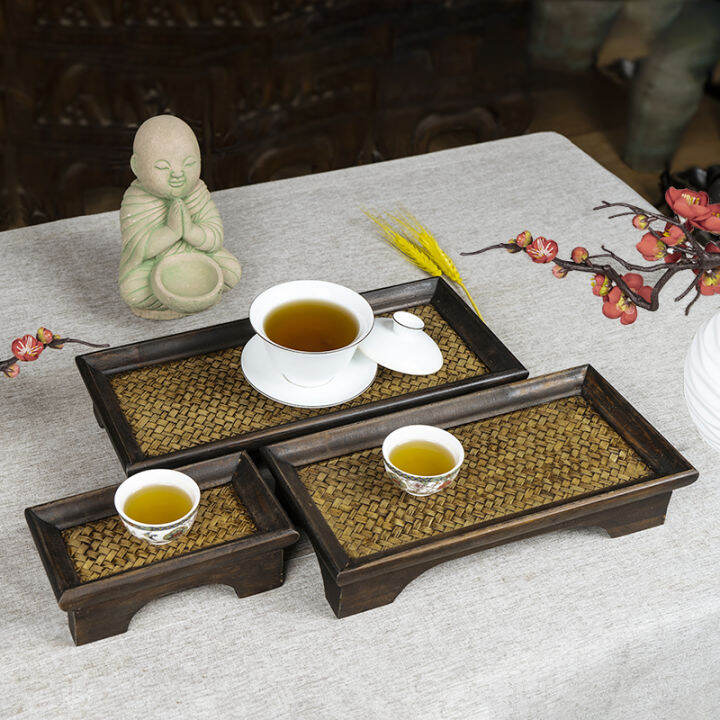Southeast Asian Wooden Rattan Tray Thai Water Tea Cup Insulation Mat ...