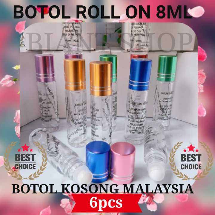 botol roll on 8ml Malaysia 6pcs botol kosong untuk keperluan isi ulang ...