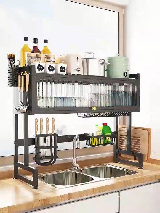 Dustproof Rak Dapur Stainless Steel Sink Dish Rack Rak Pinggan Sinki ...