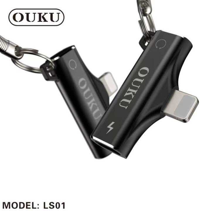 OUKU LS01 หัวแปลงฟังเพลง ไม่รองรับหูฟังแบบเชื่อมบลูทูธ 2in1 Dual ไลท์นิ่ง converter ไลท์นิ่ง ...
