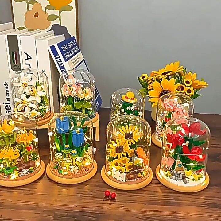 Rose/Tulip With Light Diy Creative Building Blocks Legos Flower ...