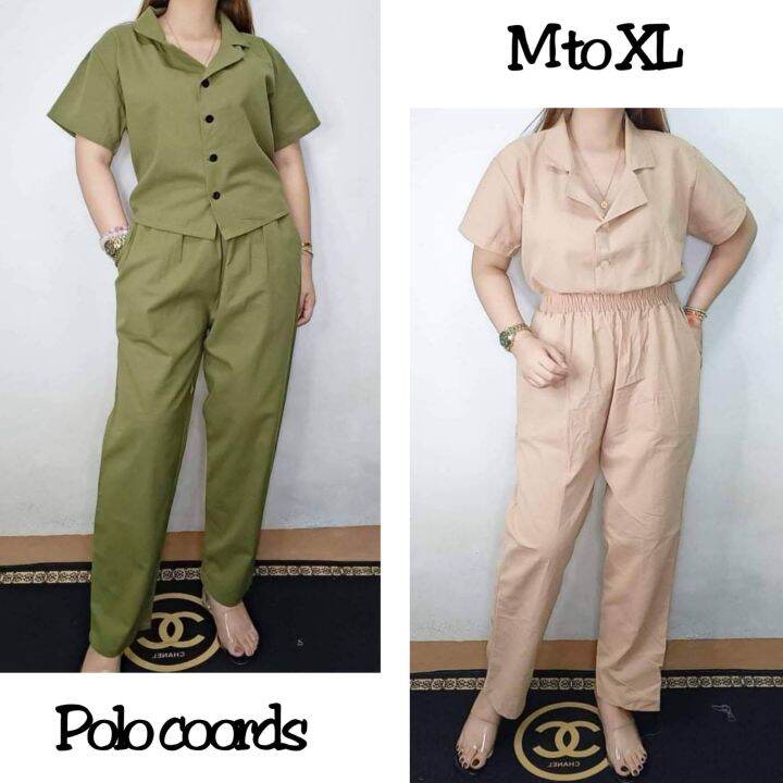 Polo coordinates set of blouse and pants / trousers (L - XL) | Lazada PH