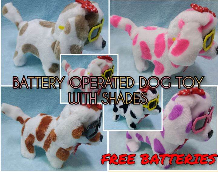 Battery Operated Dog with Shades Walking and Barking (Free Batteries ...