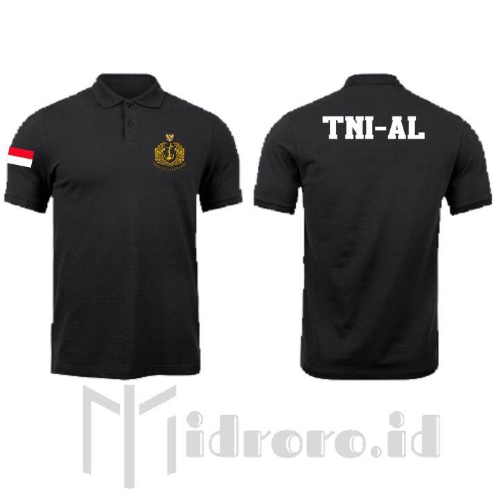 kaos kerah TNI baju TNI angkatan laut best seller polo shirt warna hitam dan hijau army lengan ...