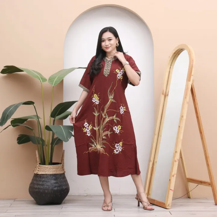 daster cantik ibu muda kekinian / dress wanita terbaru 2022 kekinian / daster lukis moderen ld ...