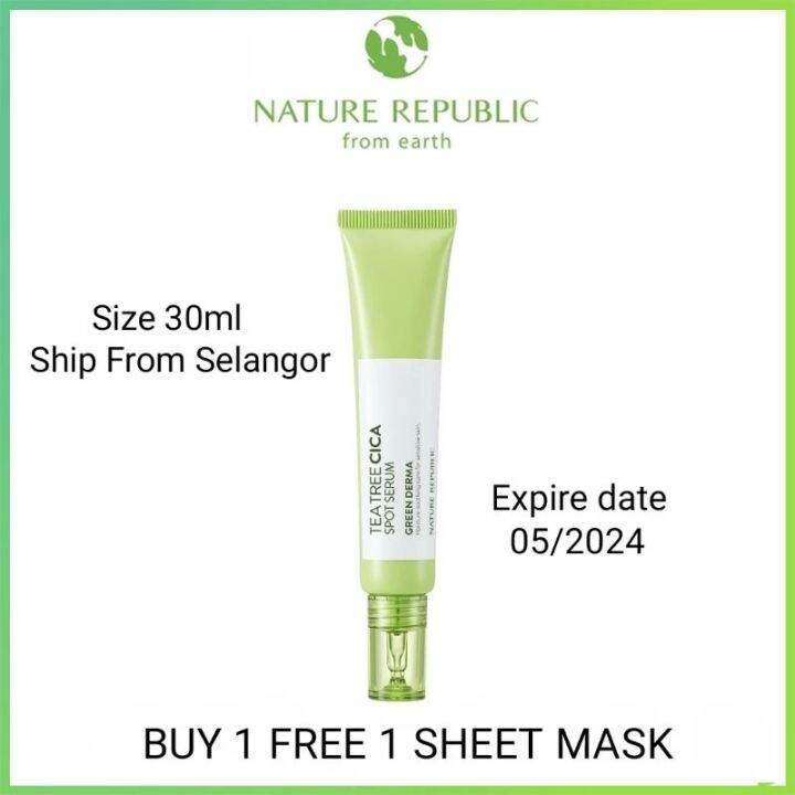 NATURE REPUBLIC Green Derma Tea Tree CiCa Spot Serum 30ml | Lazada
