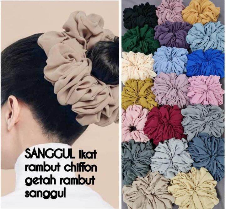 Sanggul / Getah Rambut Chiffon Besar | Lazada