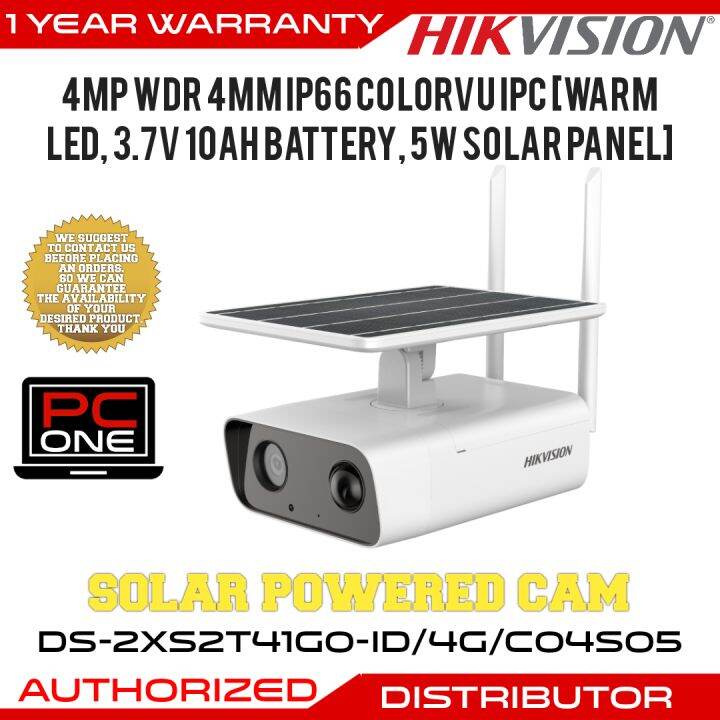 HIKVISION H.265+ 4MP WDR 4mm IP66 ColorVu Solar-powered Security IPC ...