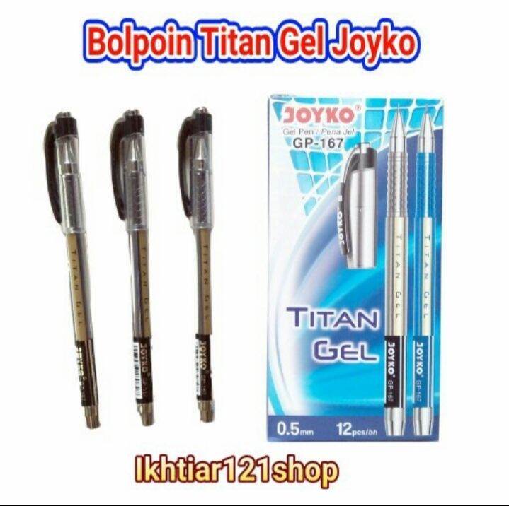 1 Pack Pulpen Gel joyko Titan Gel GP-167 Perpack isi 12 pcs | Lazada ...