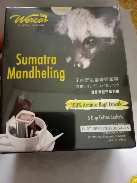 Kopi luwak / luwak coffee Worcas Sumatra Mandheling 5 drip sachets 猫屎咖啡 | Lazada Indonesia