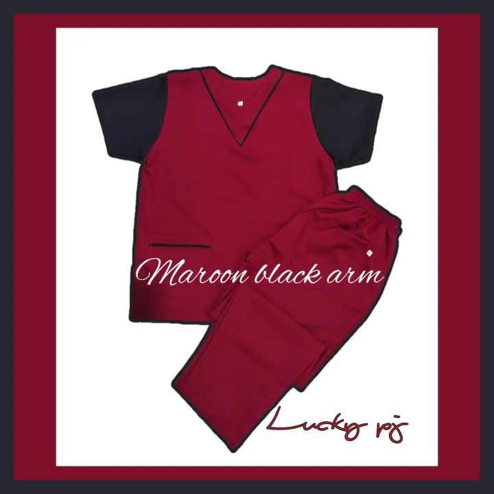 LUCKY PJ SCRUB SUIT TERNO PIPING COMBINATION UNISEX WASH & WEAR KATRINA ...