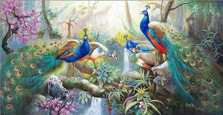 Hiasan Dinding, BURUNG MERAK, Ukuran JUMBO, 100x70cm & 150x100cm ...