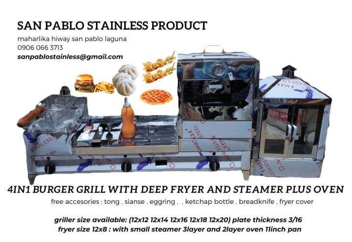 4in1 burger grill with deep fryer and steamer plus 2 layer oven 11x11 ...