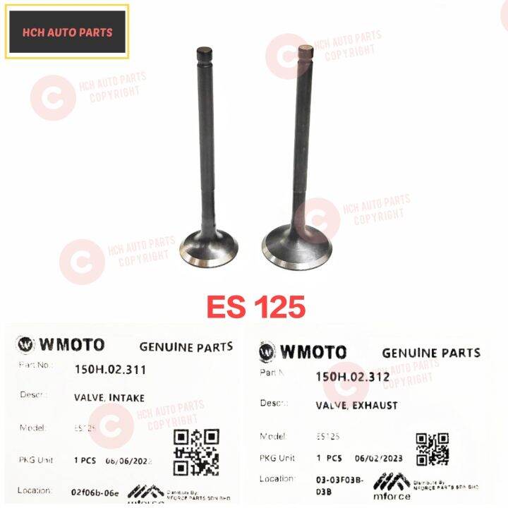 VALVE SET (INTAKE & EXHAUST) & VALVE SEAL - WMOTO - ES 125 (ORIGINAL ...