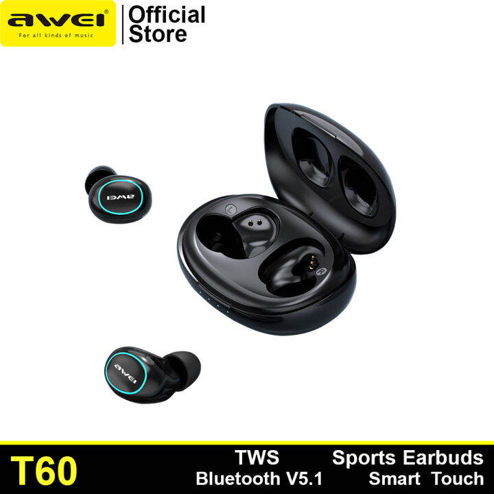 Awei T60 True Wireless Sports Bluetooth Headset Touch Sensor Earbuds ...
