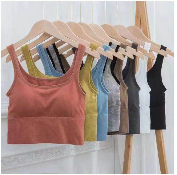 Korean Style Rib Knit Sando Crop Top Smocked Back Padded N2# | Lazada PH